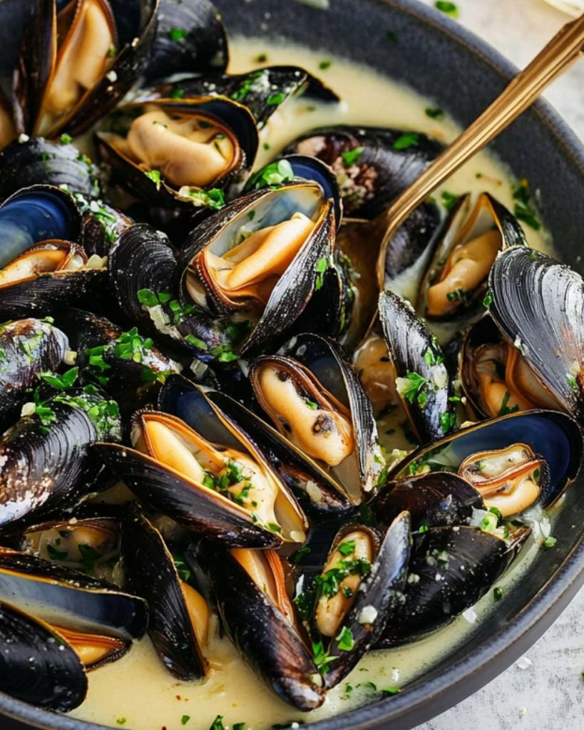 Steamed Mussels with White Wine Garlic Sauce - EtastyRecipes - Easy Recipes