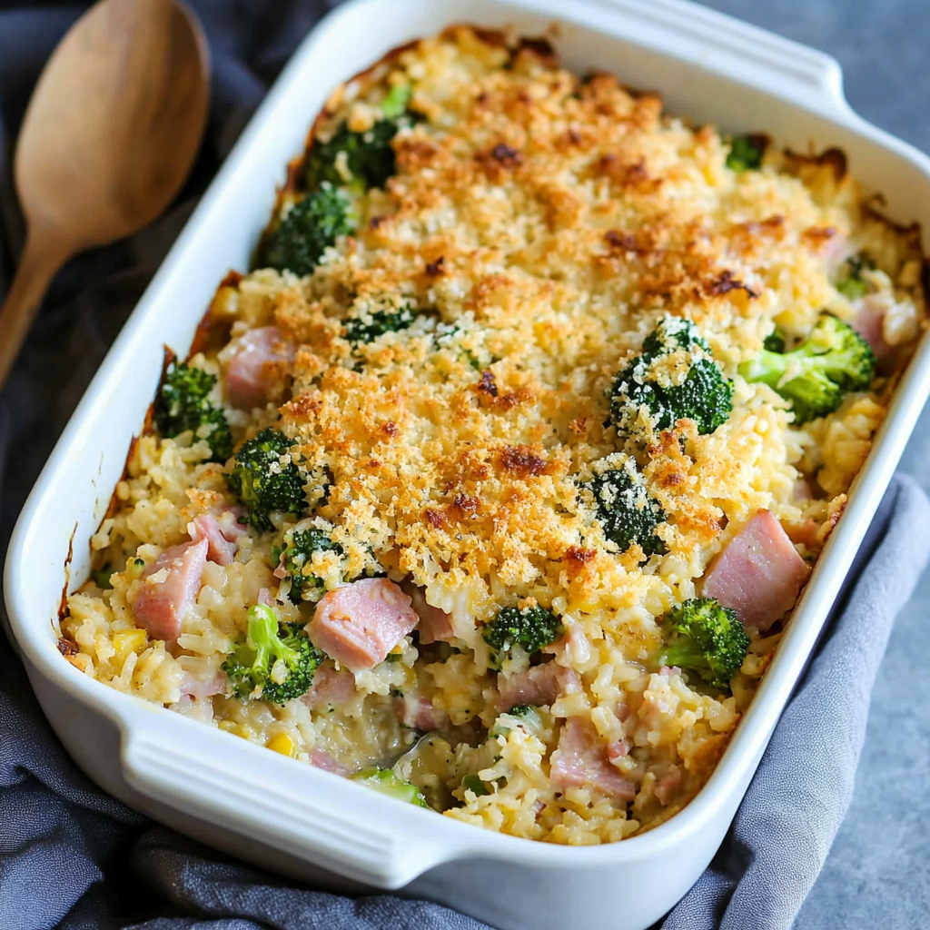 Ham Casserole with Broccoli and Rice - EtastyRecipes - Easy Recipes