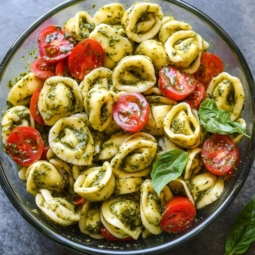 Easy Pesto Tortellini Pasta Salad - EtastyRecipes - Easy Recipes